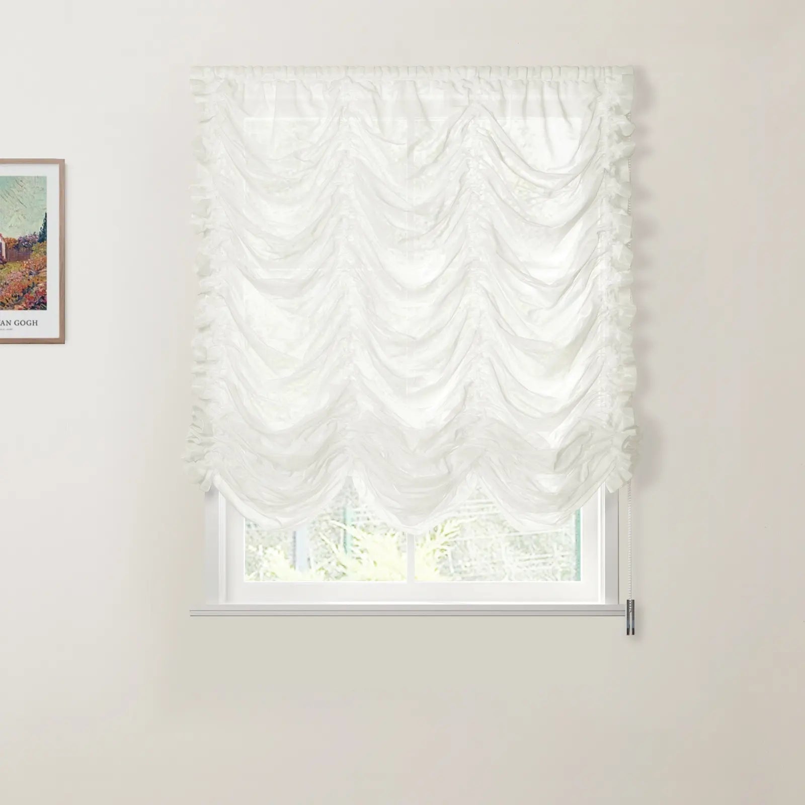 Austrian Sheer Roman Shade Pleated Cord Lift | ChadMade