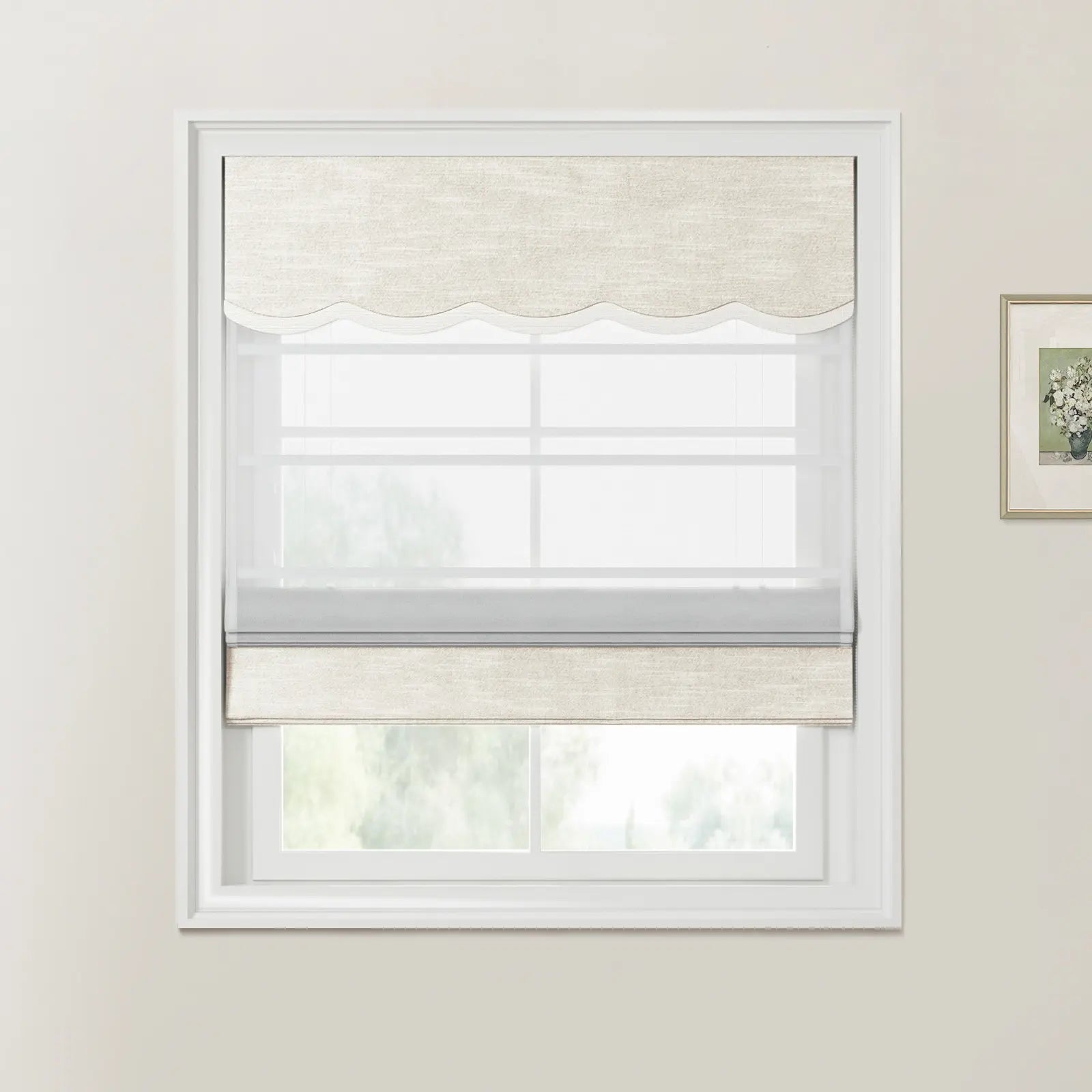 Belva Linen Cotton Valanced Day Night Roman Shade Cord Lift | ChadMade